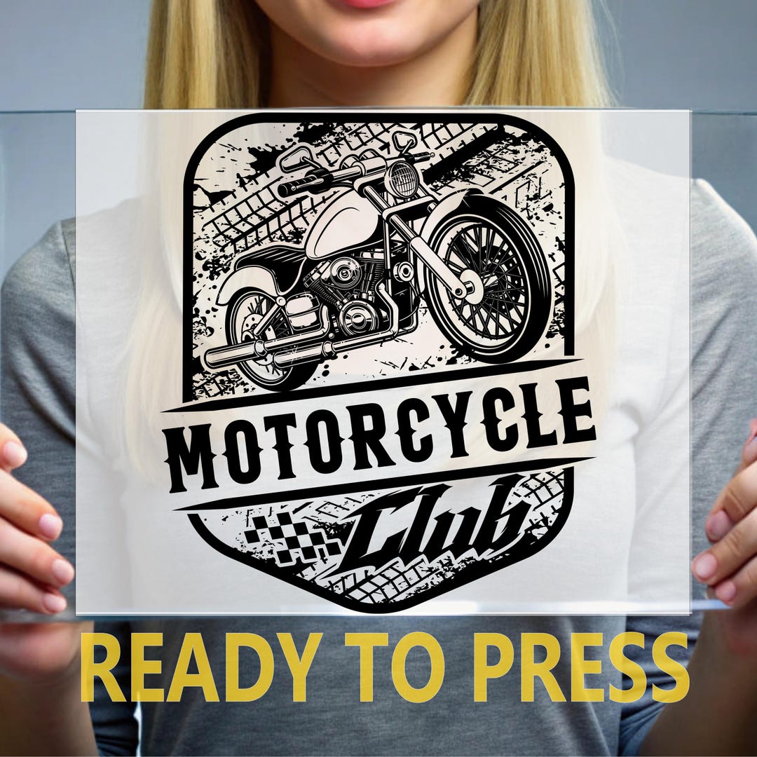 Motorcycle Club Graphic DTF Transfer, Biker Shirt Design Ready to Press ...