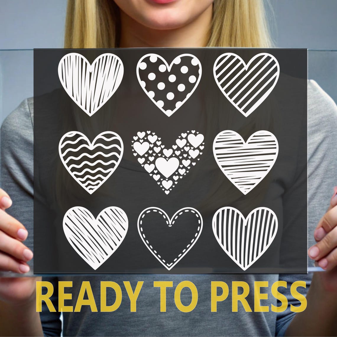 Black Hearts DTF Transfer Set, Valentine's Day Shirt Design, Ready to ...