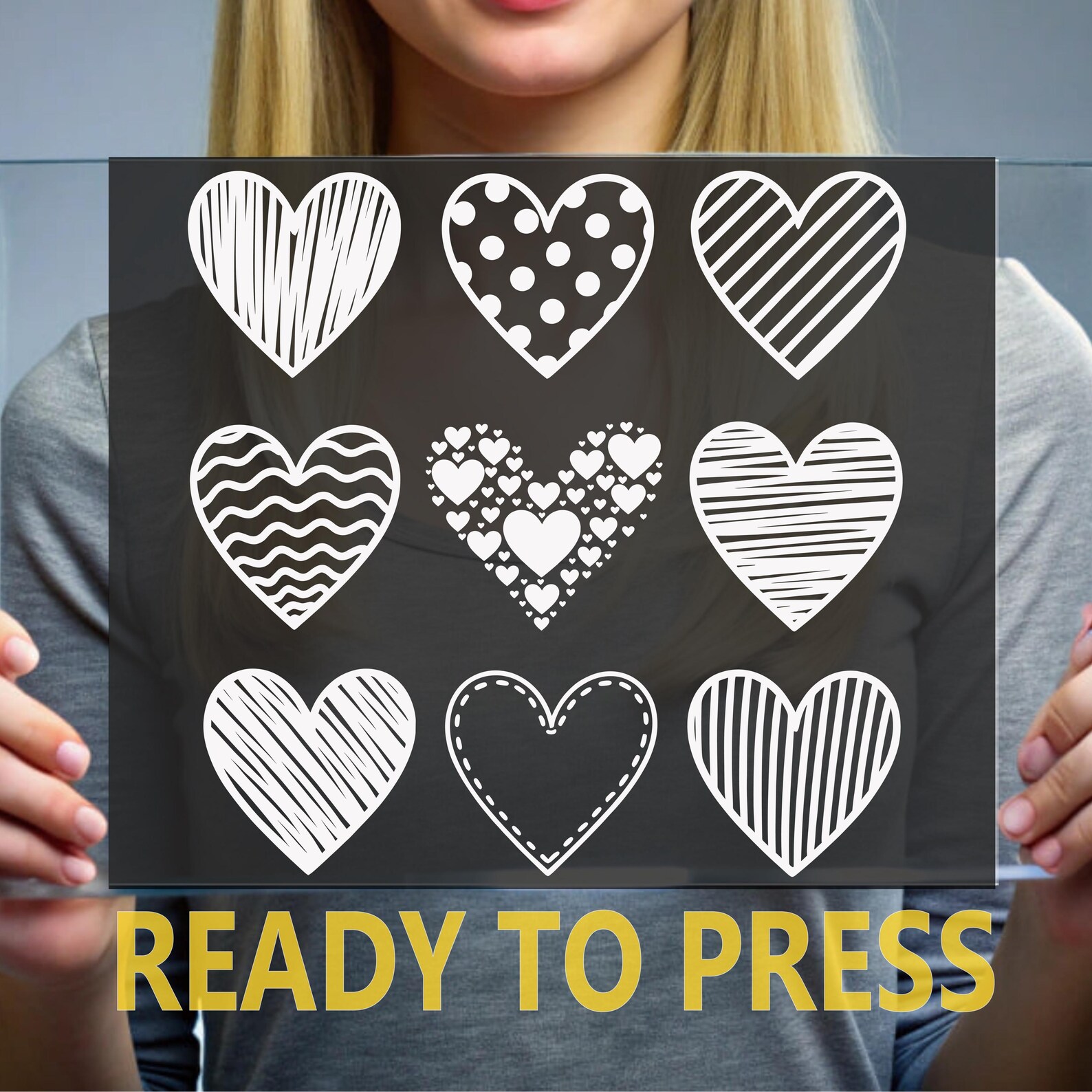 Black Hearts DTF Transfer Set, Valentine's Day Shirt Design, Ready to ...