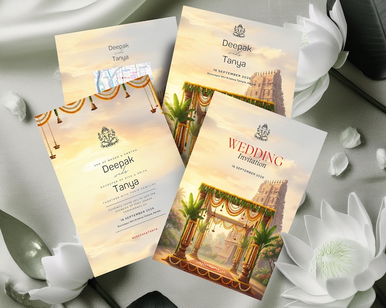 Hindu Temple Mandap Wedding Invitation Template - Desi Wedding Card ...