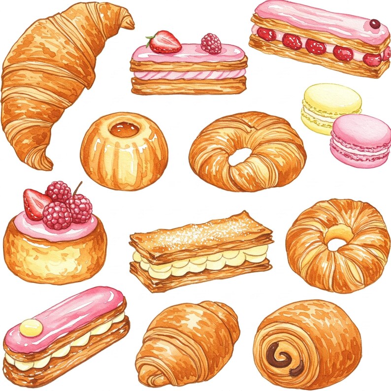 Watercolor Patisserie Digital Art Print - Etsy