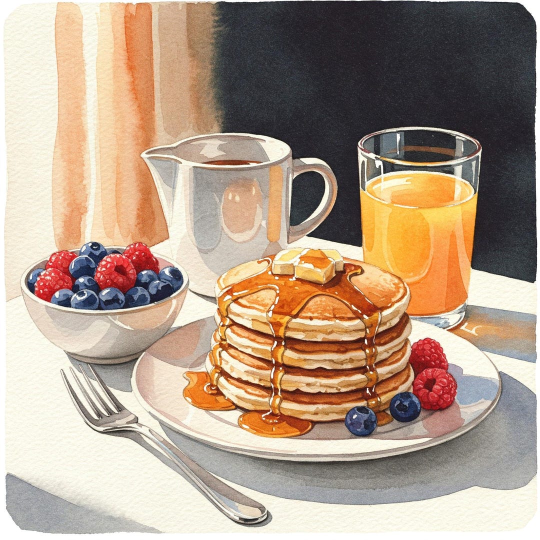Watercolor Breakfast Digital Art Print - Etsy