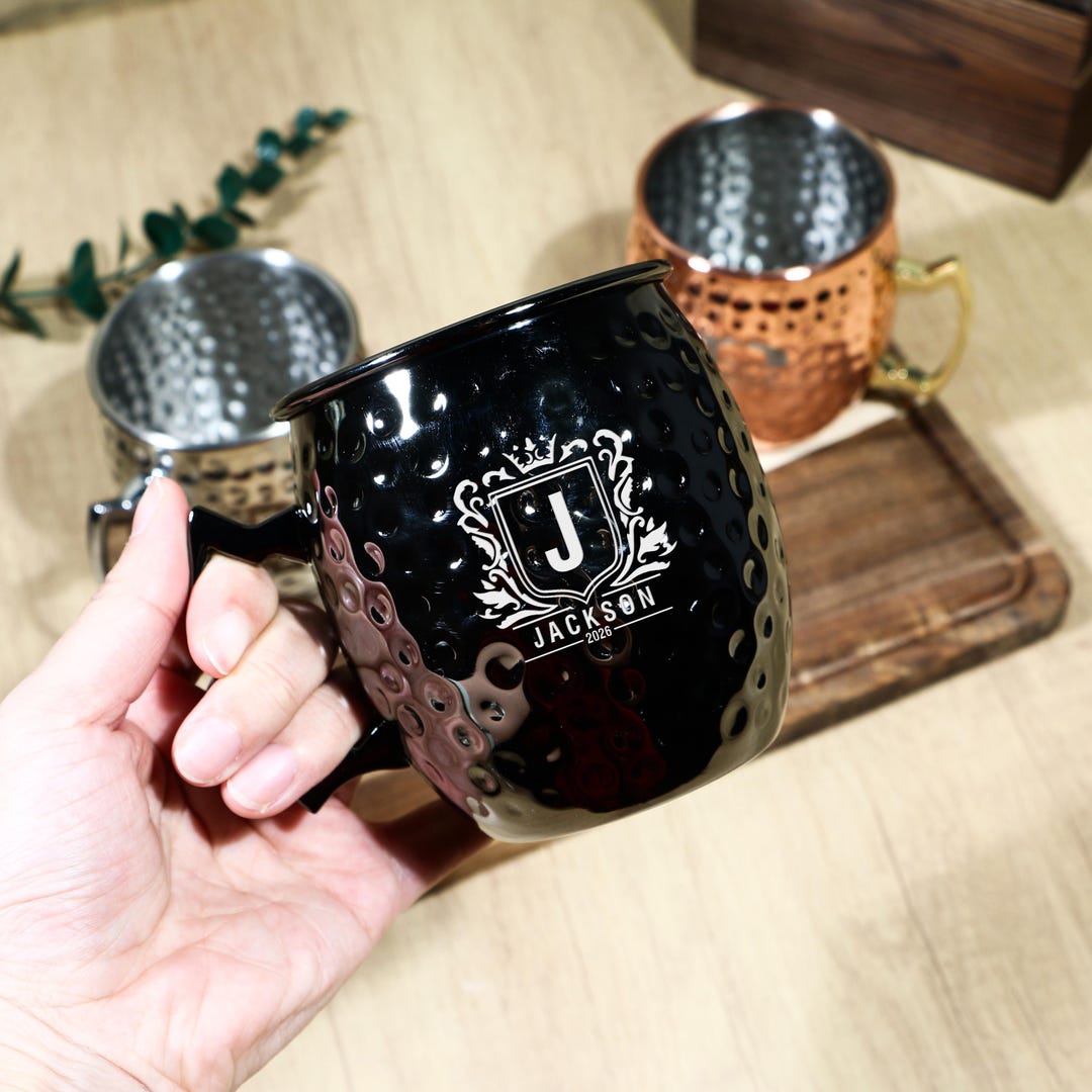 Personalized Copper Moscow Mule Mugs -hammered Antique Design, Unique ...
