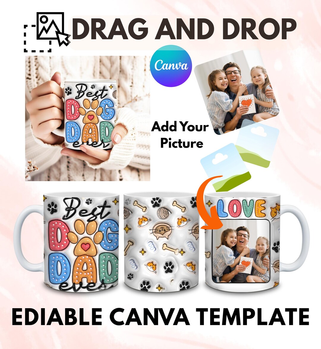 Best Dog Dad 3D Mug Wrap PNG – Fist Bump Design | 11oz & 15oz Mug ...