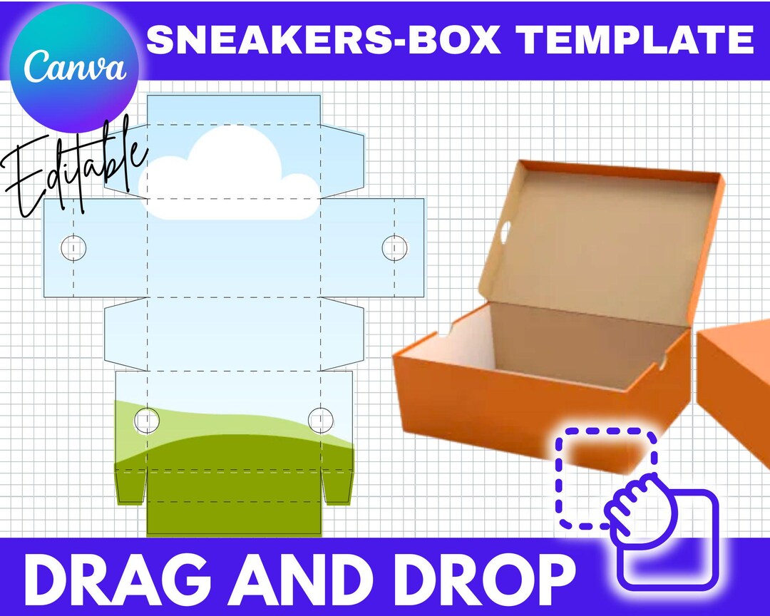 Sneaker Box Canva Template | Editable Shoe Box Design | Drag & Drop ...