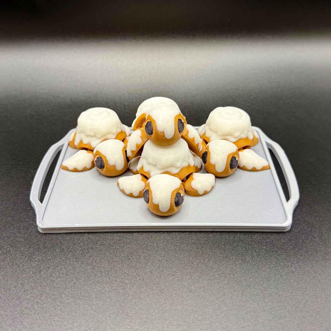3D Printed Baby Cinnamon Roll Turtle – Flexi Mini Articulated Dessert ...