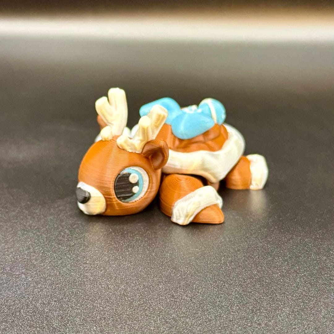 3D Printed Christmas Turtle ~ Reindeer Articulated Holiday Fidget ...
