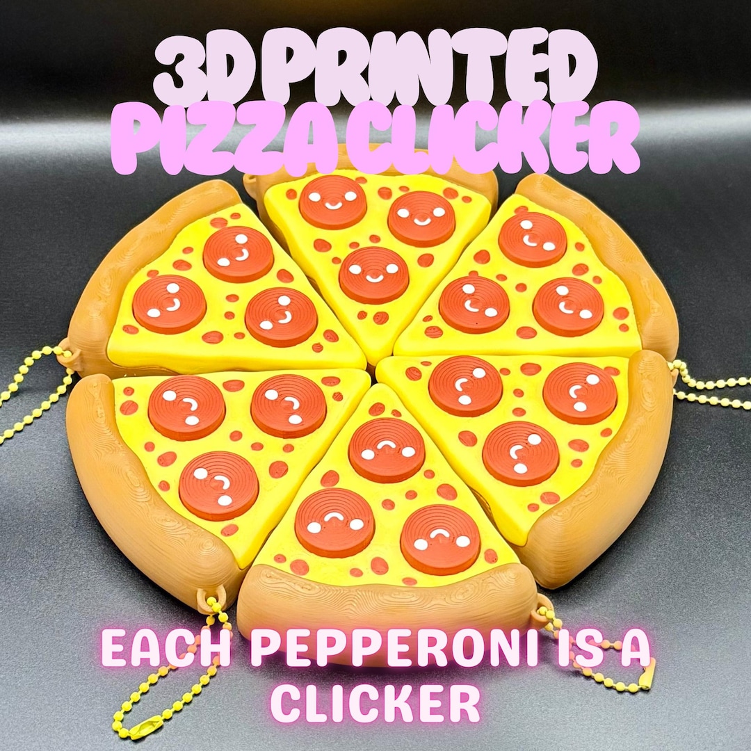 3D Printed Pizza Slice Fidget Clicker Keychain – Cartoon Pepperoni ...