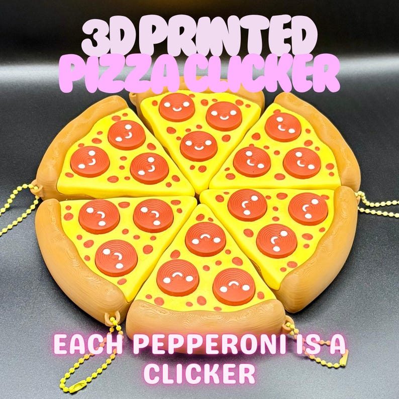 3D Printed Pizza Slice Fidget Clicker Keychain – Cartoon Pepperoni ...