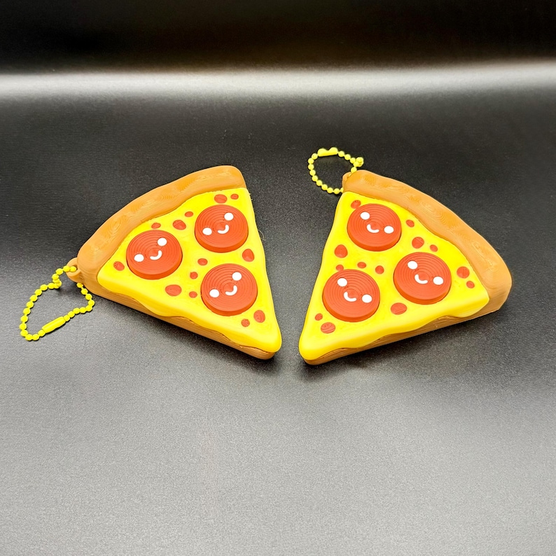 3D Printed Pizza Slice Fidget Clicker Keychain – Cartoon Pepperoni ...