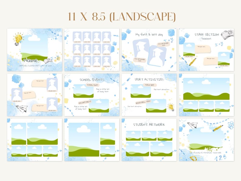 Editable Elementary School Yearbook Template Printable Class Memory ...