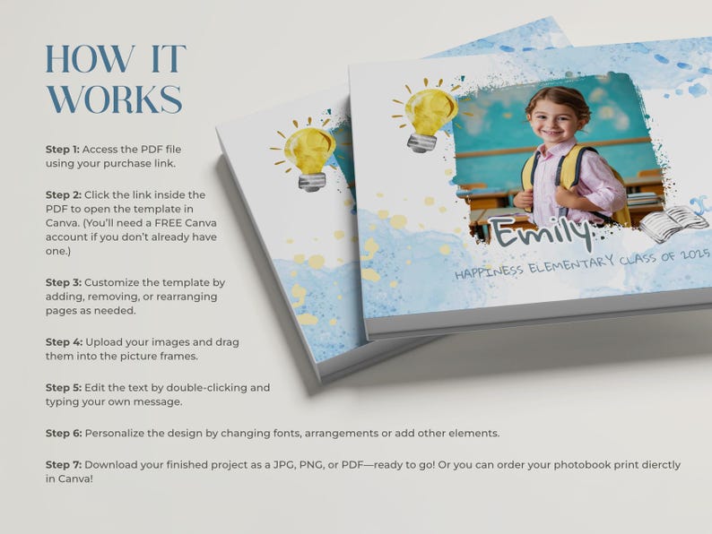 Editable Elementary School Yearbook Template Printable Class Memory ...