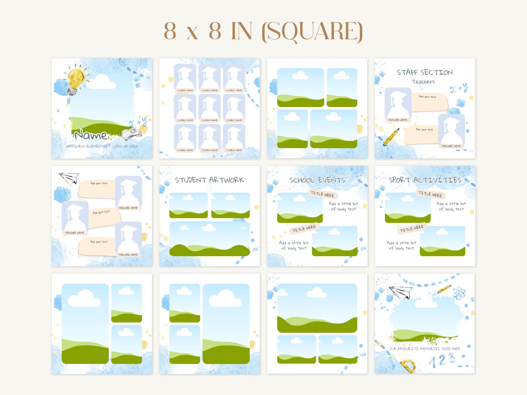 Editable Elementary School Yearbook Template Printable Class Memory ...