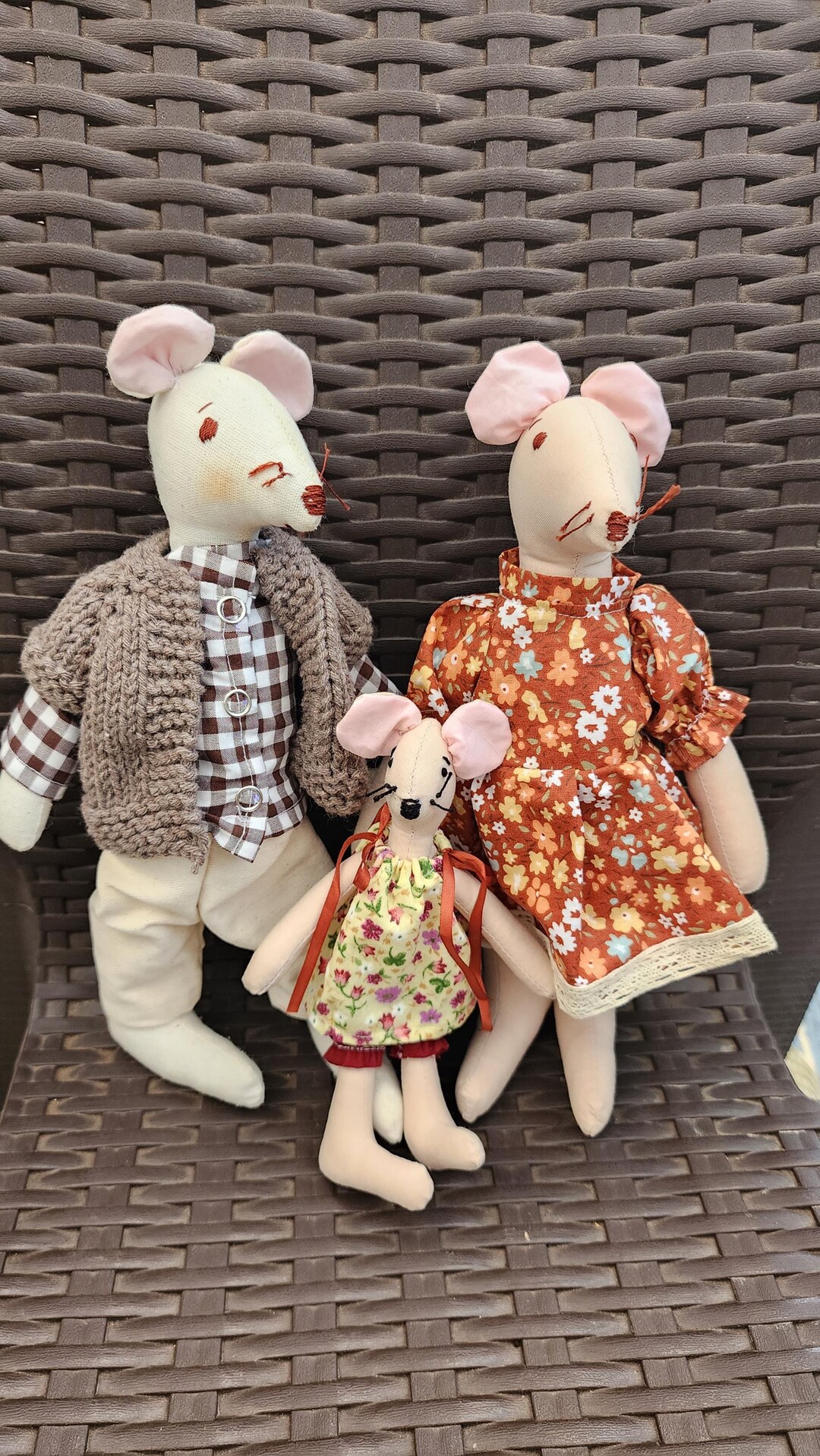 Handmade Tilda Mouse Family Doll: Floral Fabric Decor - Etsy