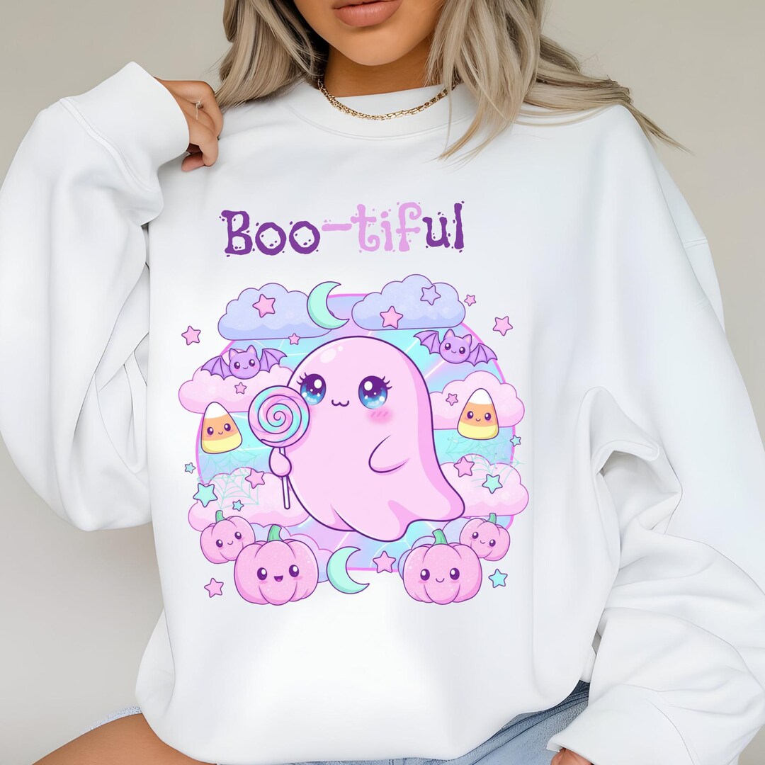 Boo-tiful Halloween Ghost PNG SVG | Kawaii Pastel Halloween Clipart for ...