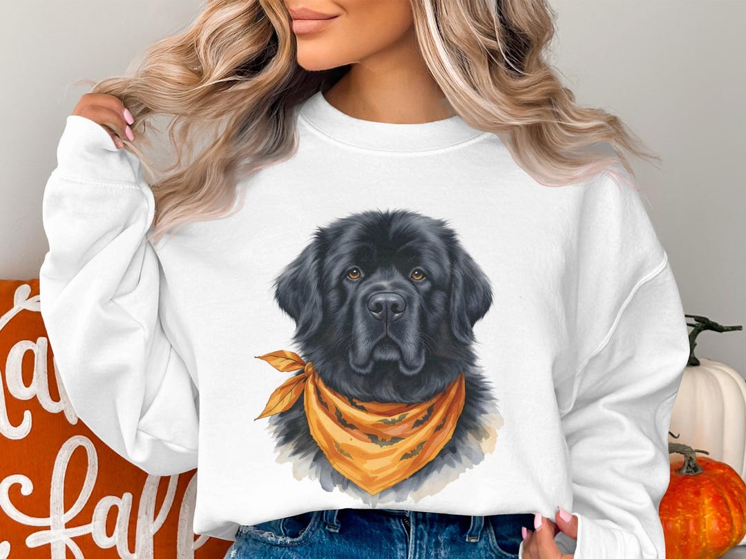 Newfoundland Dog Halloween PNG: Bat Bandana Sublimation Design (digital ...
