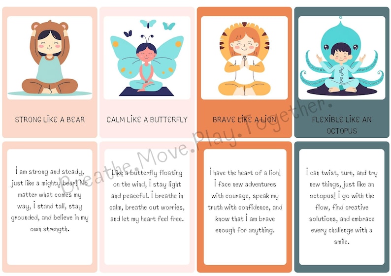 Printable Kids Yoga & Mindfulness Animal Affirmation Cards | 12 ...