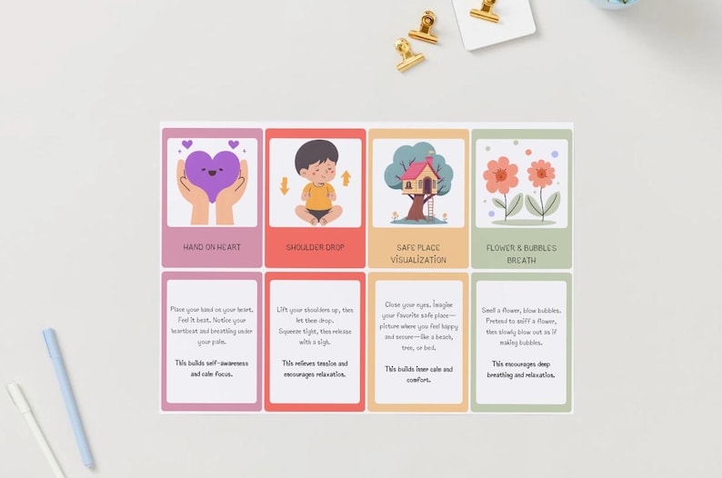 Printable Calming Cards for Kids: Mindfulness and Sensory Activities ...