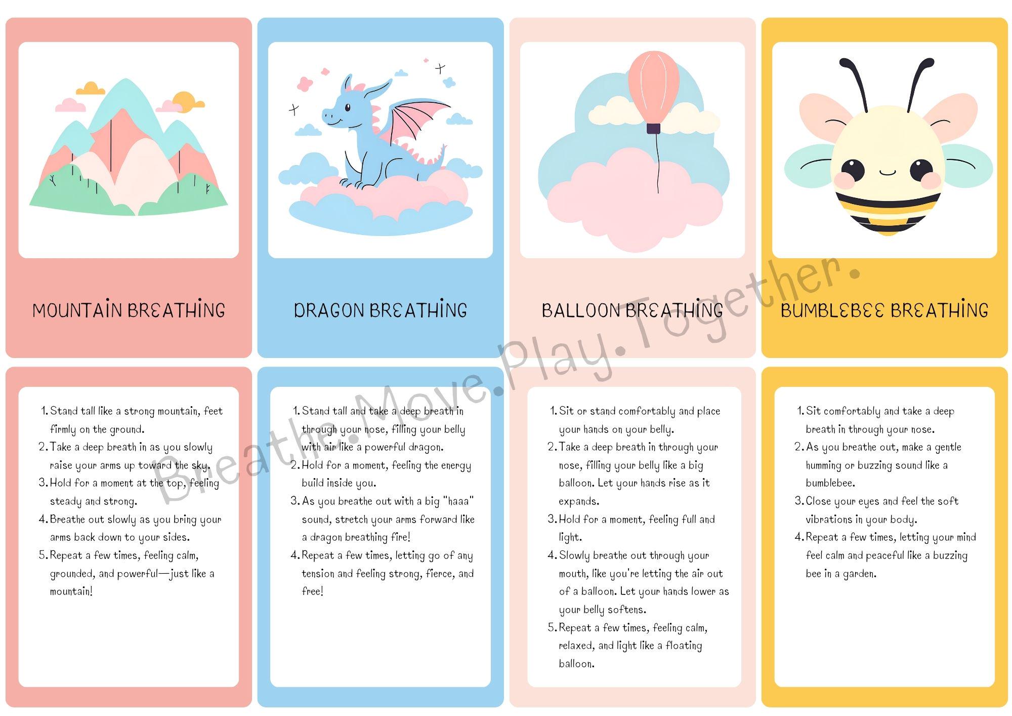 Printable Kids Breathing Exercise Cards | 12 Mindful Breathing ...