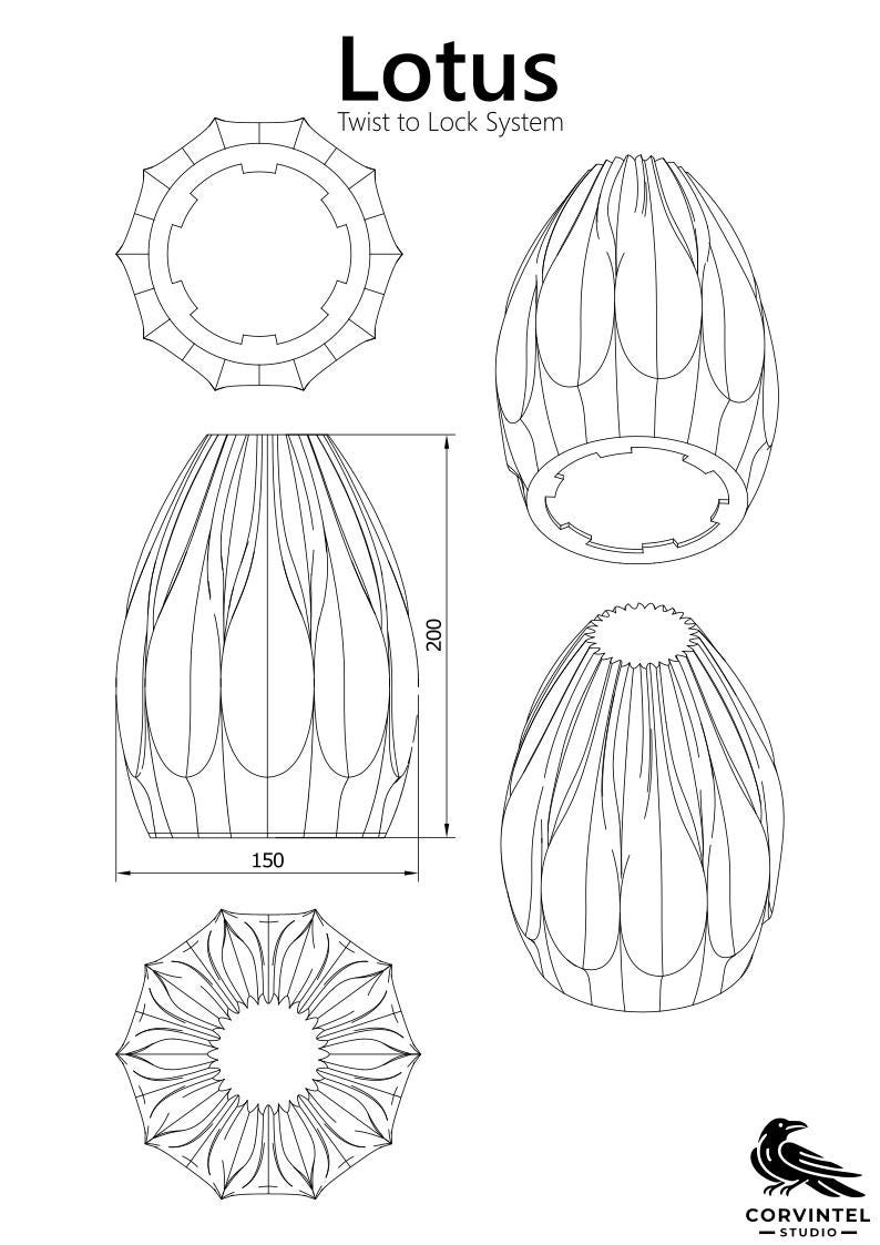 Lotus Lamp Shade 3D Print – DIY Twist-lock Pendant Lighting (digital ...