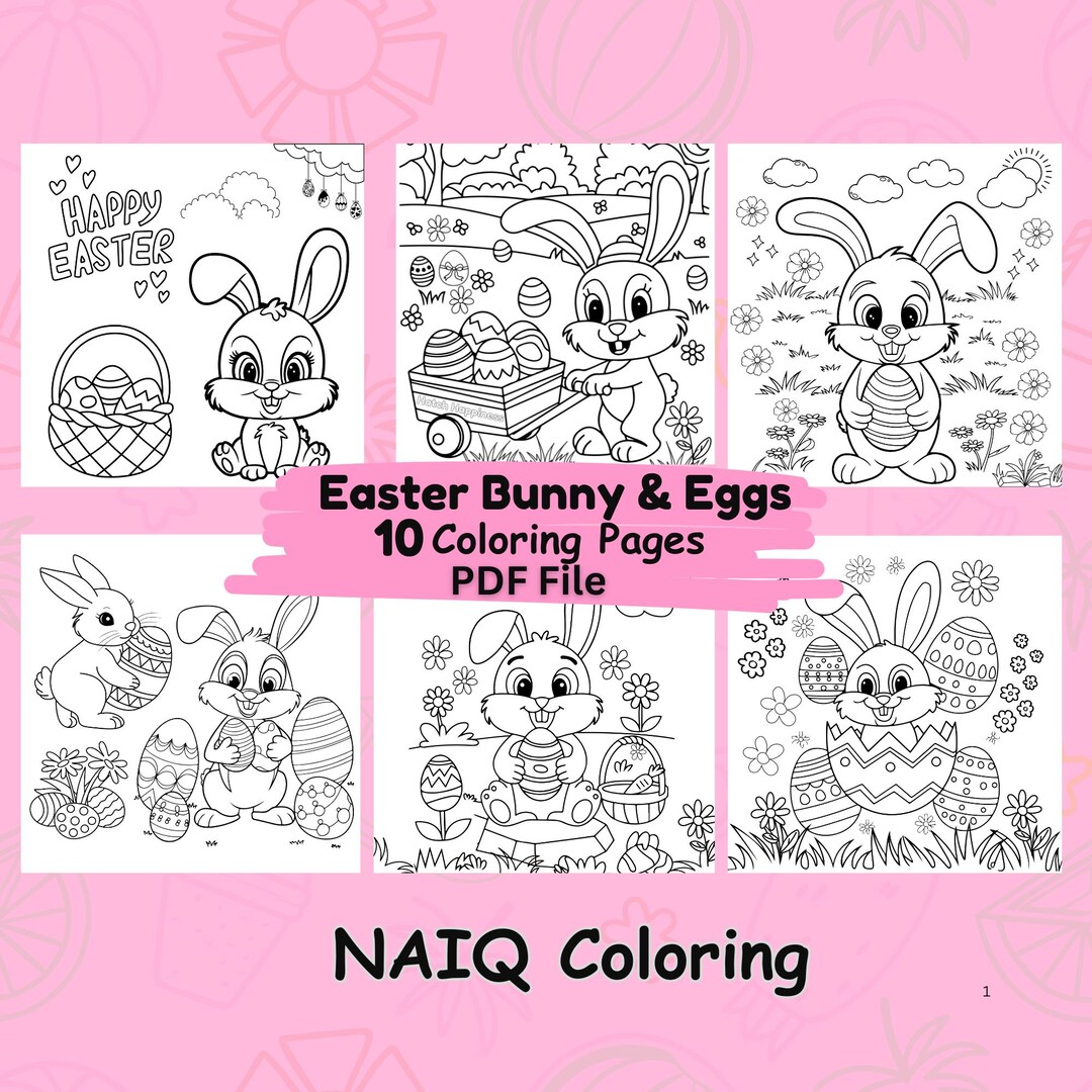 Easter Bunny & Eggs Coloring Pages | Printable Easter Activity for Kids ...