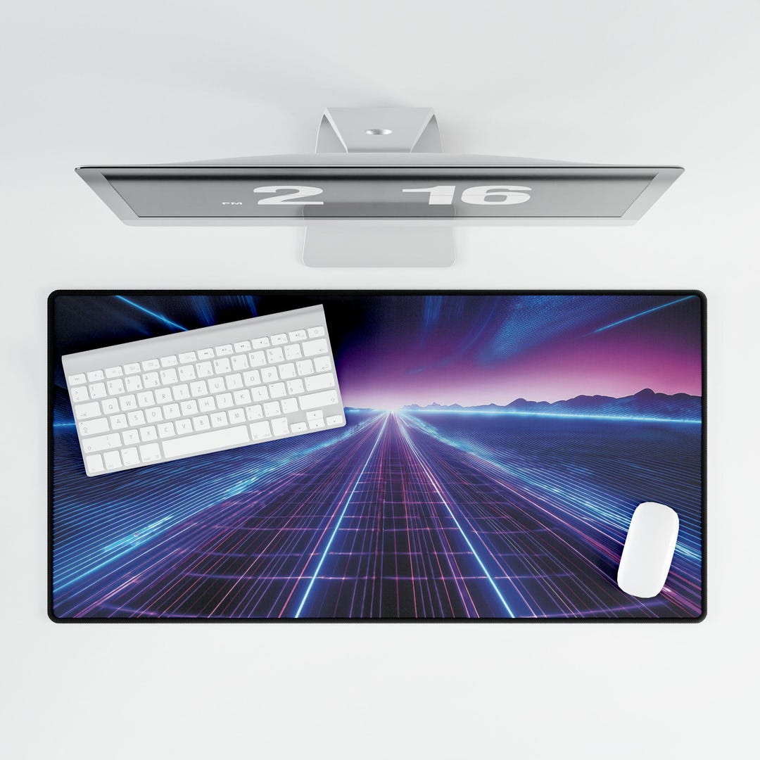 Futuristic Desk Mat, Melodic Vibes Office Decor, Gaming or Workstation ...