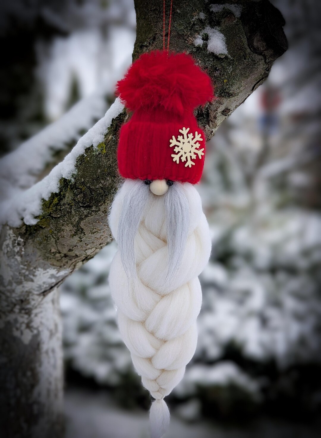Handmade Wool Gnome Ornament, Santa Claus Christmas Decoration, Cozy ...