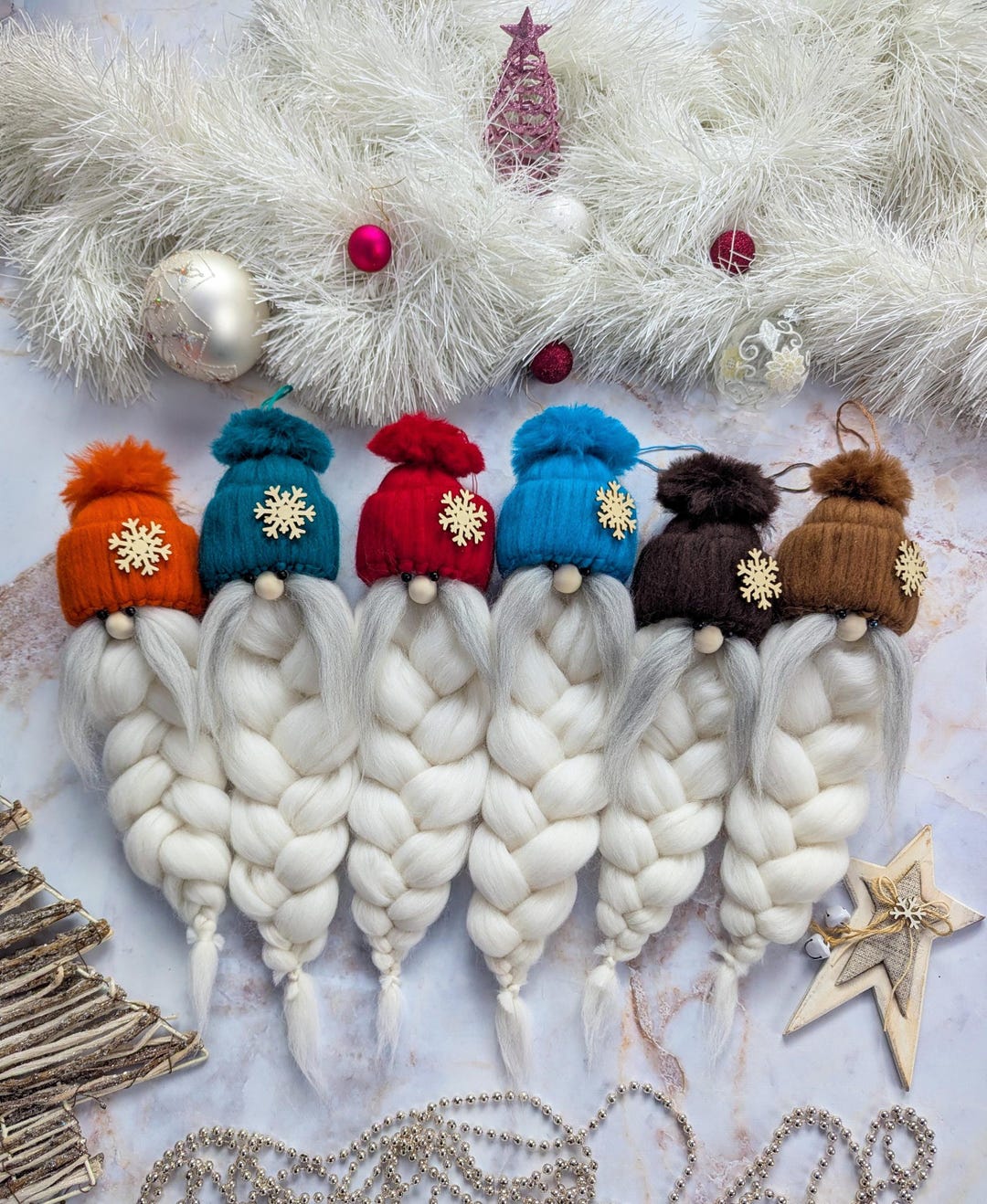 Handmade Wool Gnomes Ornament, Santa Claus Christmas Decoration, Cozy ...