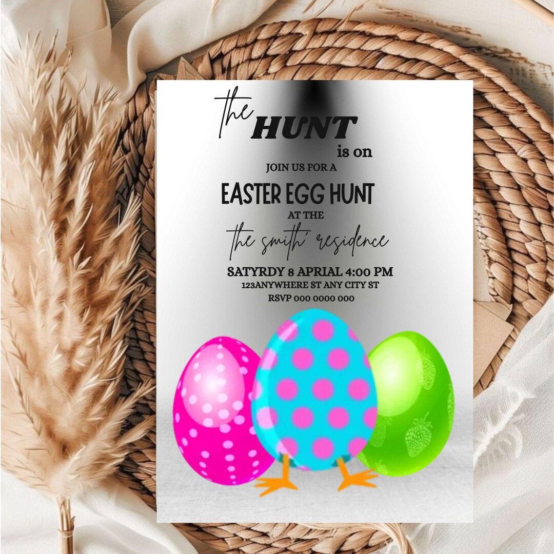 Editable Easter Egg Hunt Invitation Template (5x7) (digital Download ...