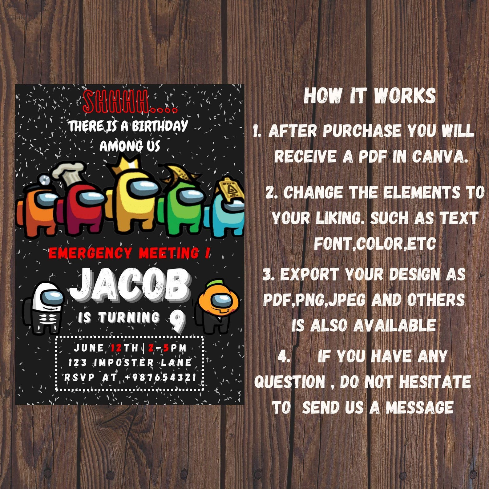 Editable Among Us Birthday Invitation Template (digital Download) - Etsy