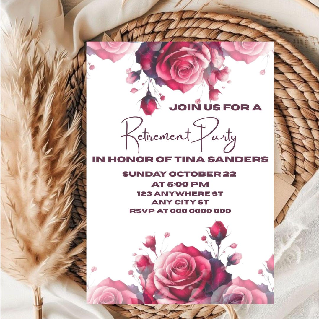 Editable Floral Retirement Party Invitation Template (digital Download ...