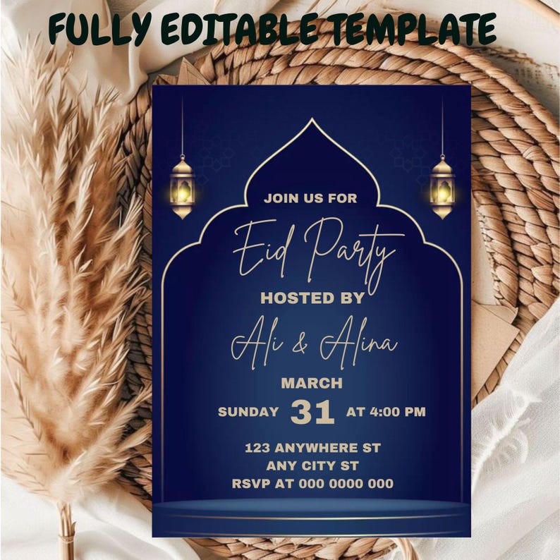 Editable Eid Party Invitation Template (5x7) (digital Download) - Etsy