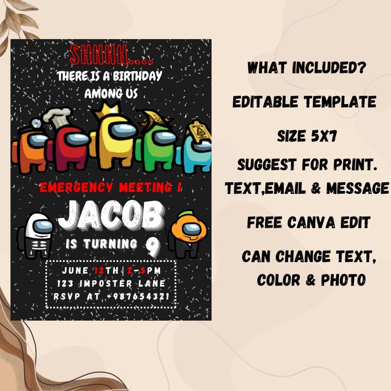 Editable Among Us Birthday Invitation Template (digital Download) - Etsy