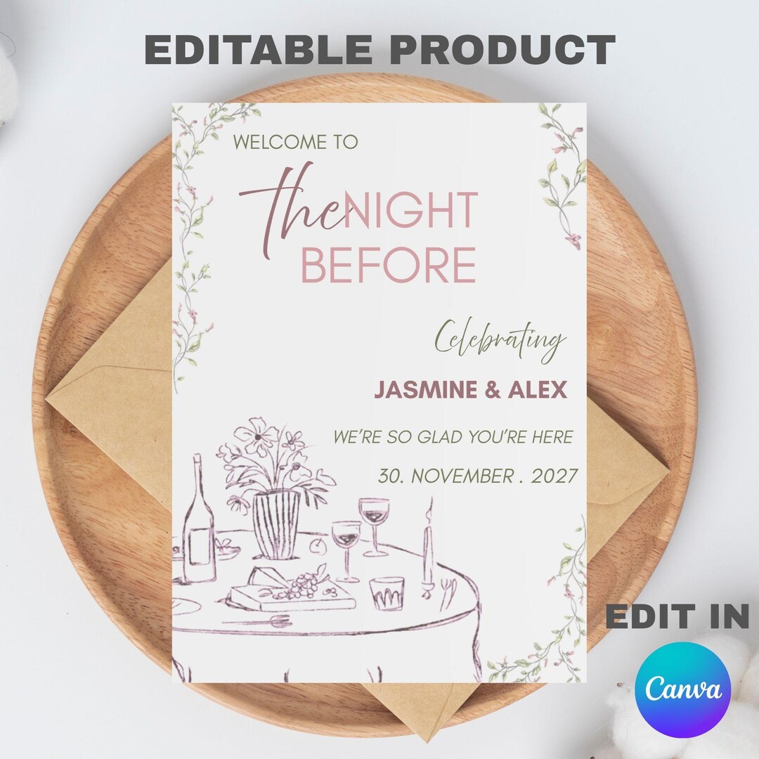 Editable the Night Before Template (5x7) Digital Downloadable Product ...