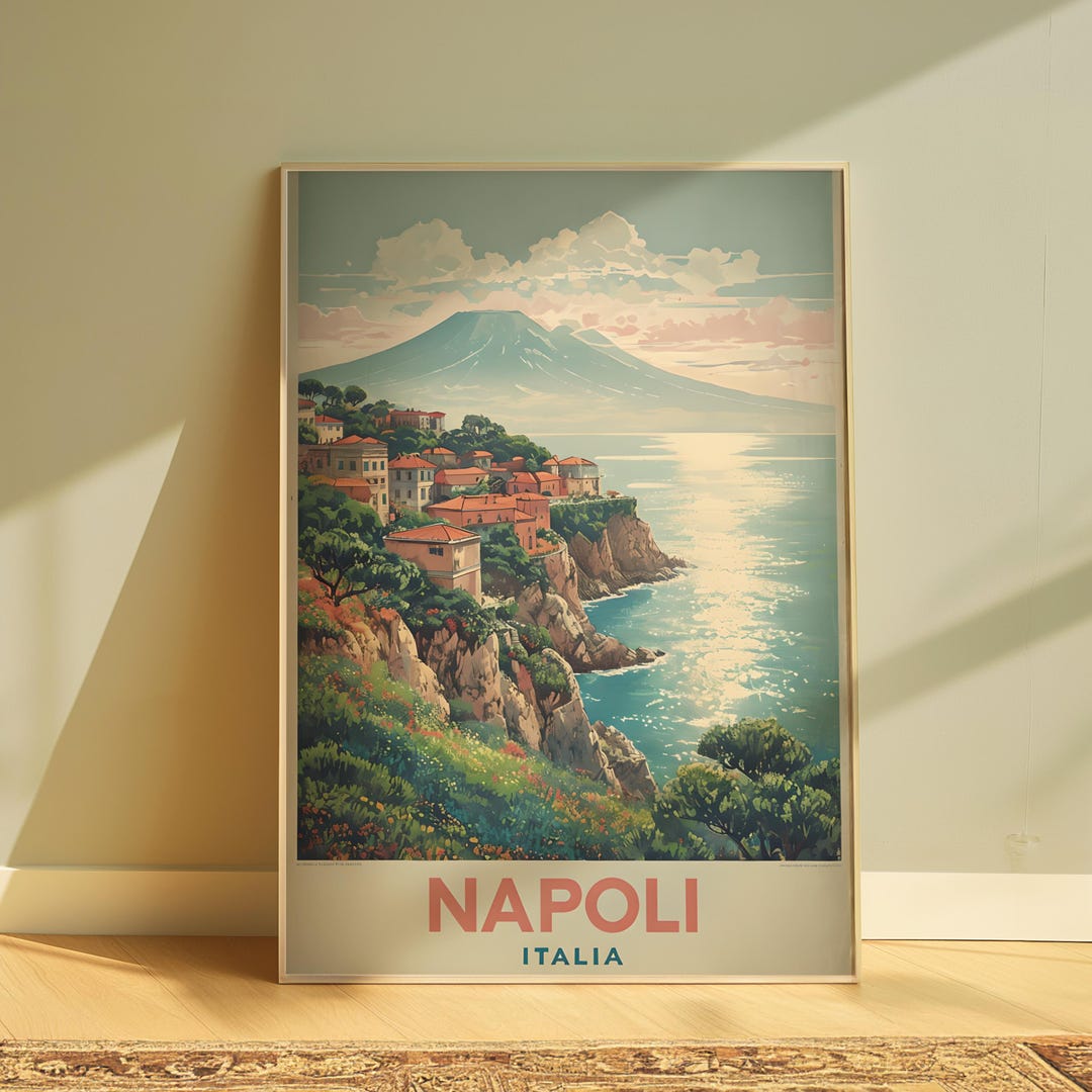 Vintage Naples Travel Poster: Retro Italian Coastal View (digital ...