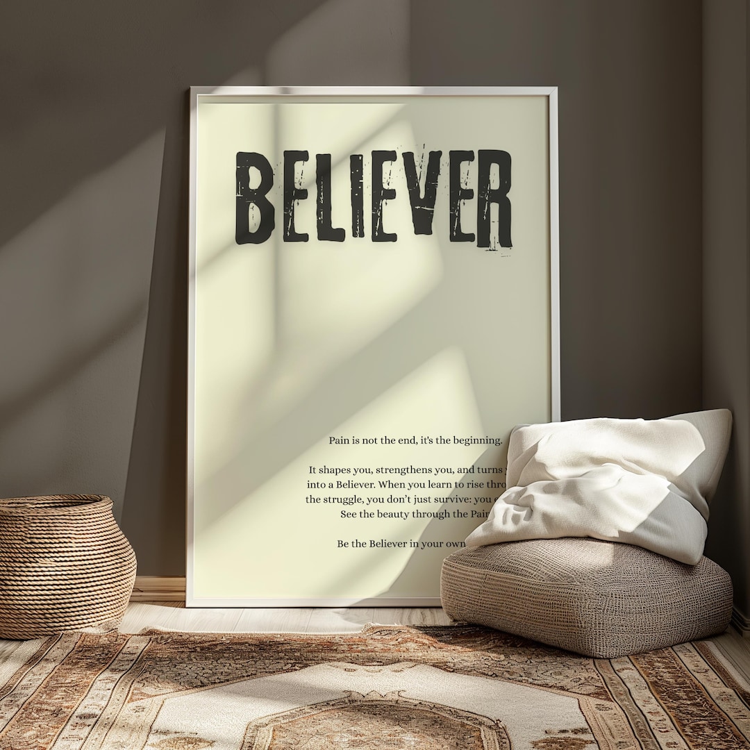 Motivational Poster Digital Print "believer" | Inspirational Quote Wall ...