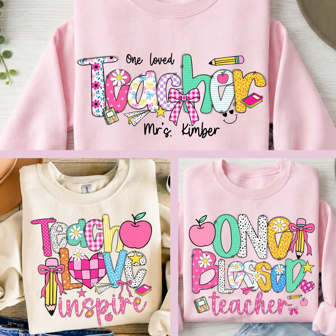 Preppy Teacher PNG Designs, Blessed Teacher Shirt, Teach Love Inspire ...