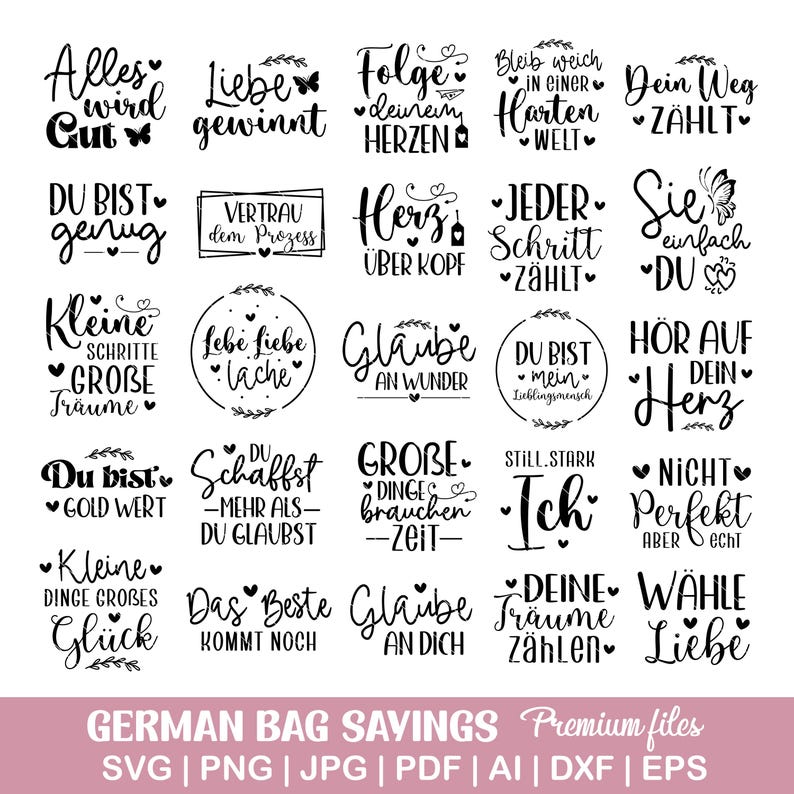 German Sayings Svg Bundle for Bags, German Bags Plotter File, Jute Bag ...