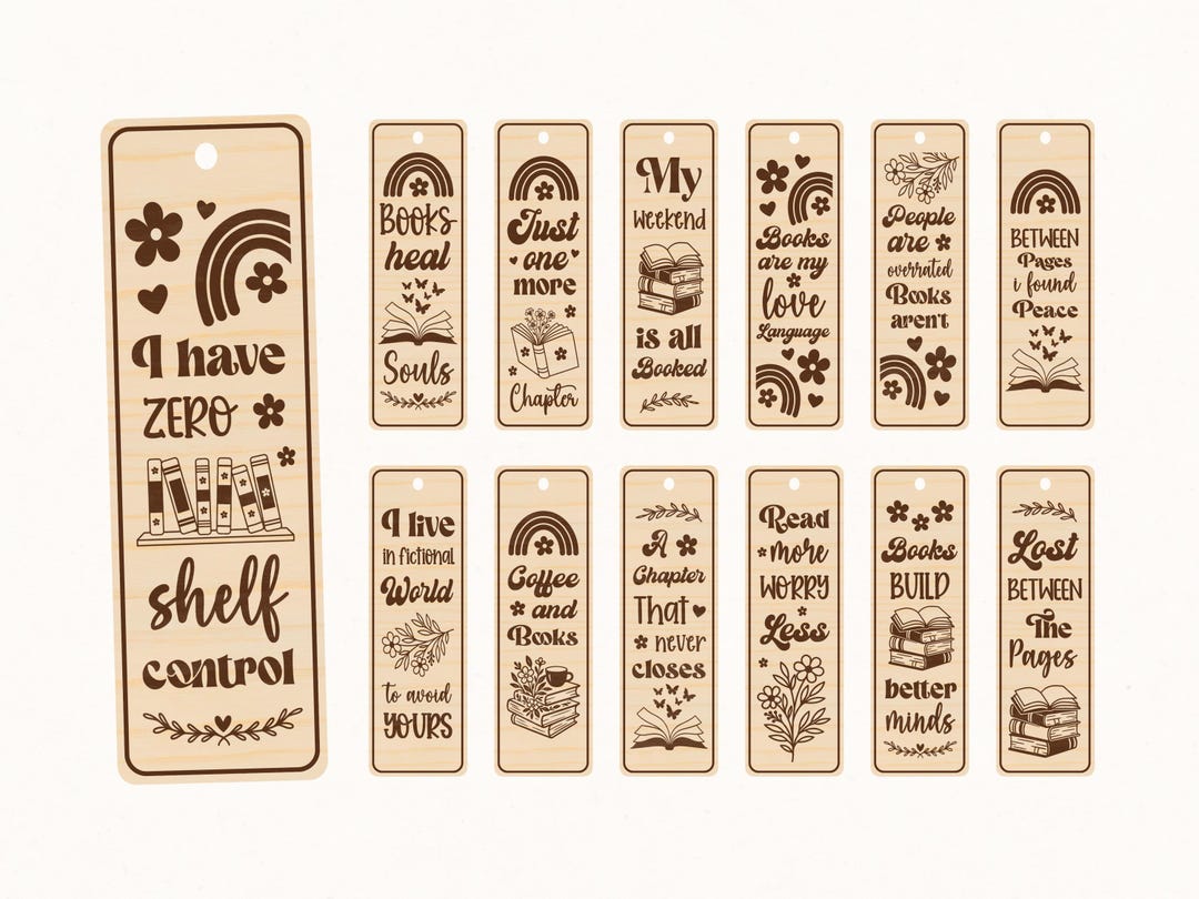 Laser Cut Bookmark Svg Bundle, Wooden Bookmark Laser Files, Engraved ...