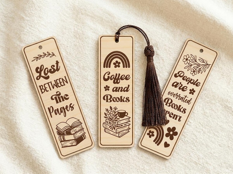 Laser Cut Bookmark Svg Bundle, Wooden Bookmark Laser Files, Engraved ...