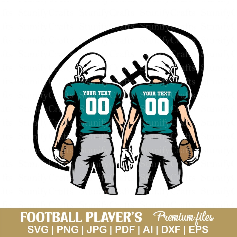 Custom Two Football Players Svg, Two Football Players Shirt Svg ...