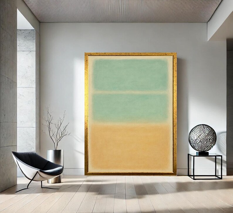 Mark Rothko Inspired Teal and Beige Canvas Bold Color Field Painting ...