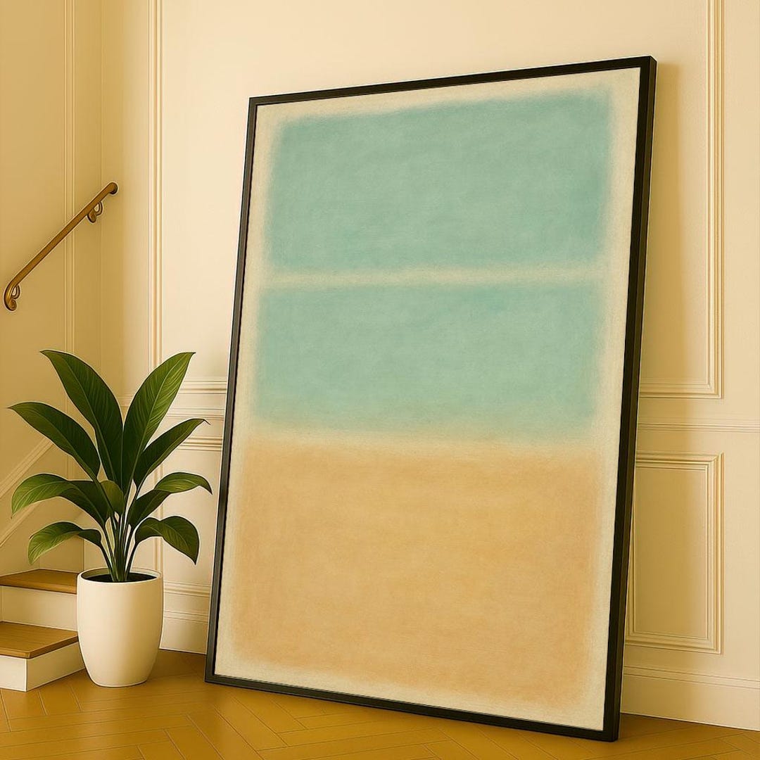 Mark Rothko Inspired Teal and Beige Canvas Bold Color Field Painting ...