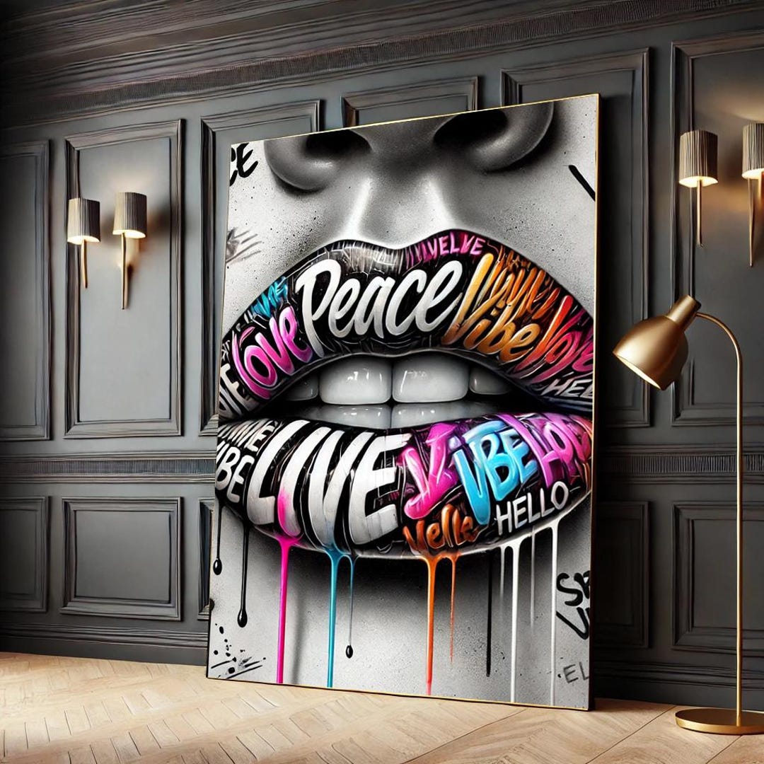 Graffiti Lips Canvas Print, Colorful Street Art, Modern Home Decor - Etsy