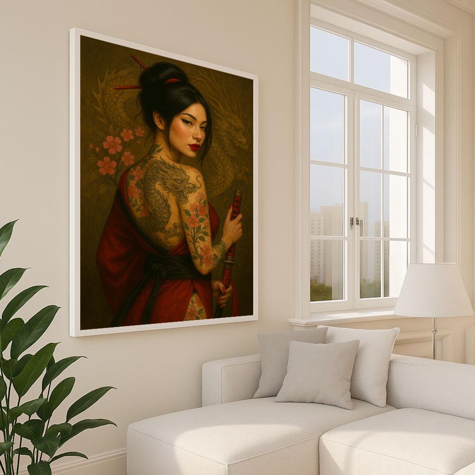 Geisha Canvas Print | Red Kimono, Oriental Wall Art - Etsy