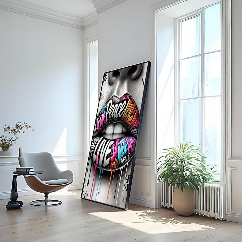 Graffiti Lips Canvas Print, Colorful Street Art, Modern Home Decor - Etsy