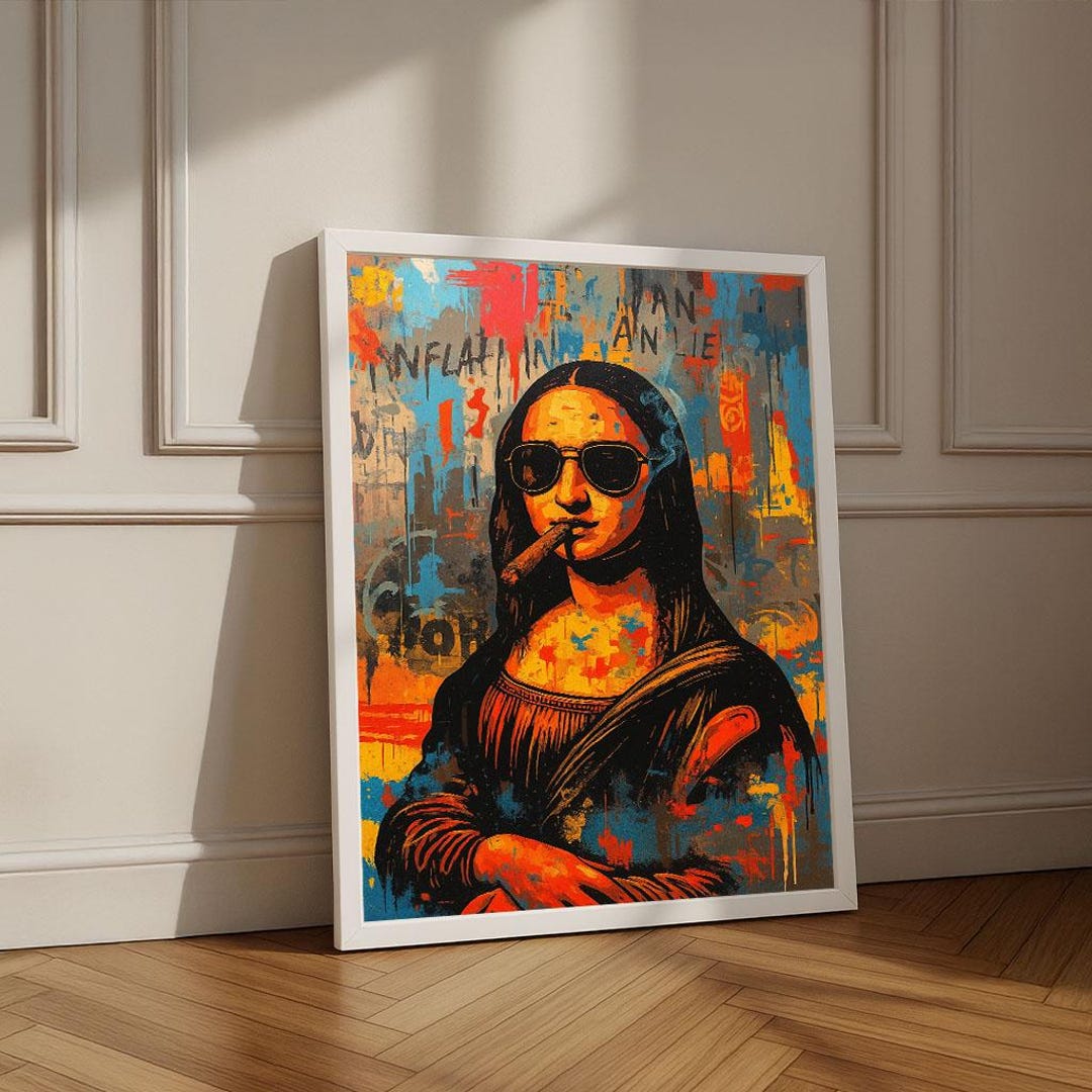 Bold Mona Lisa Smoking Cigar Pop Art Canvas Wall Art Print | Vibrant ...