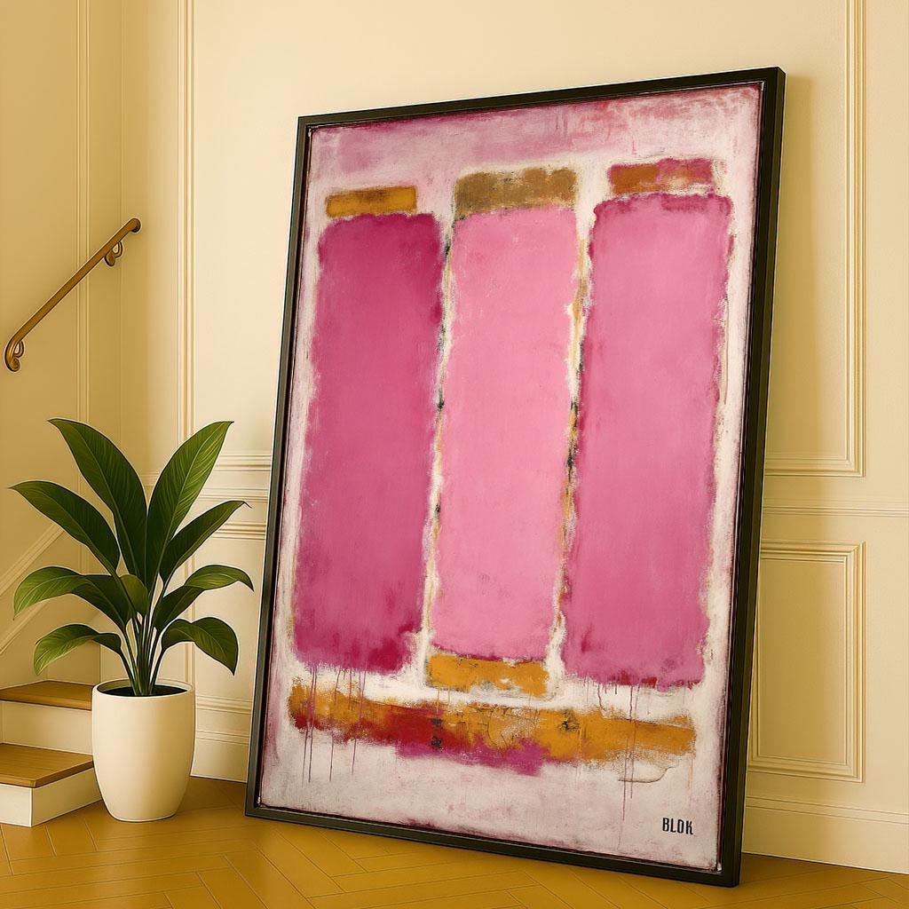 Mark Rothko Inspired Pink and Gold Canvas Bold Color Field Painting for ...
