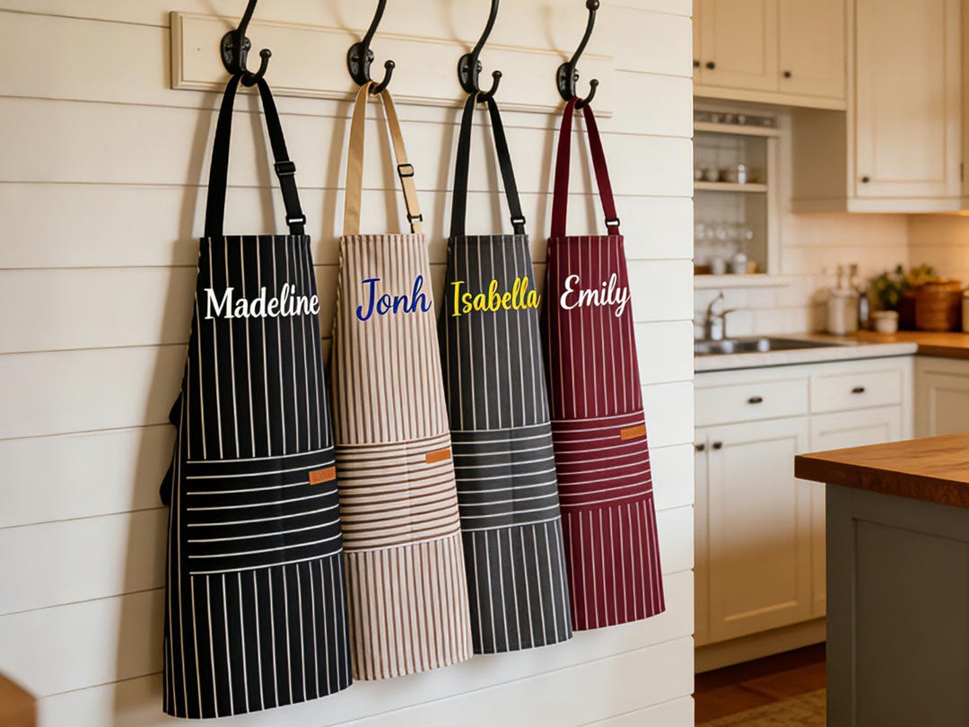 Personalized Apron for Women – Custom Embroidered Aprons, Striped Apron ...