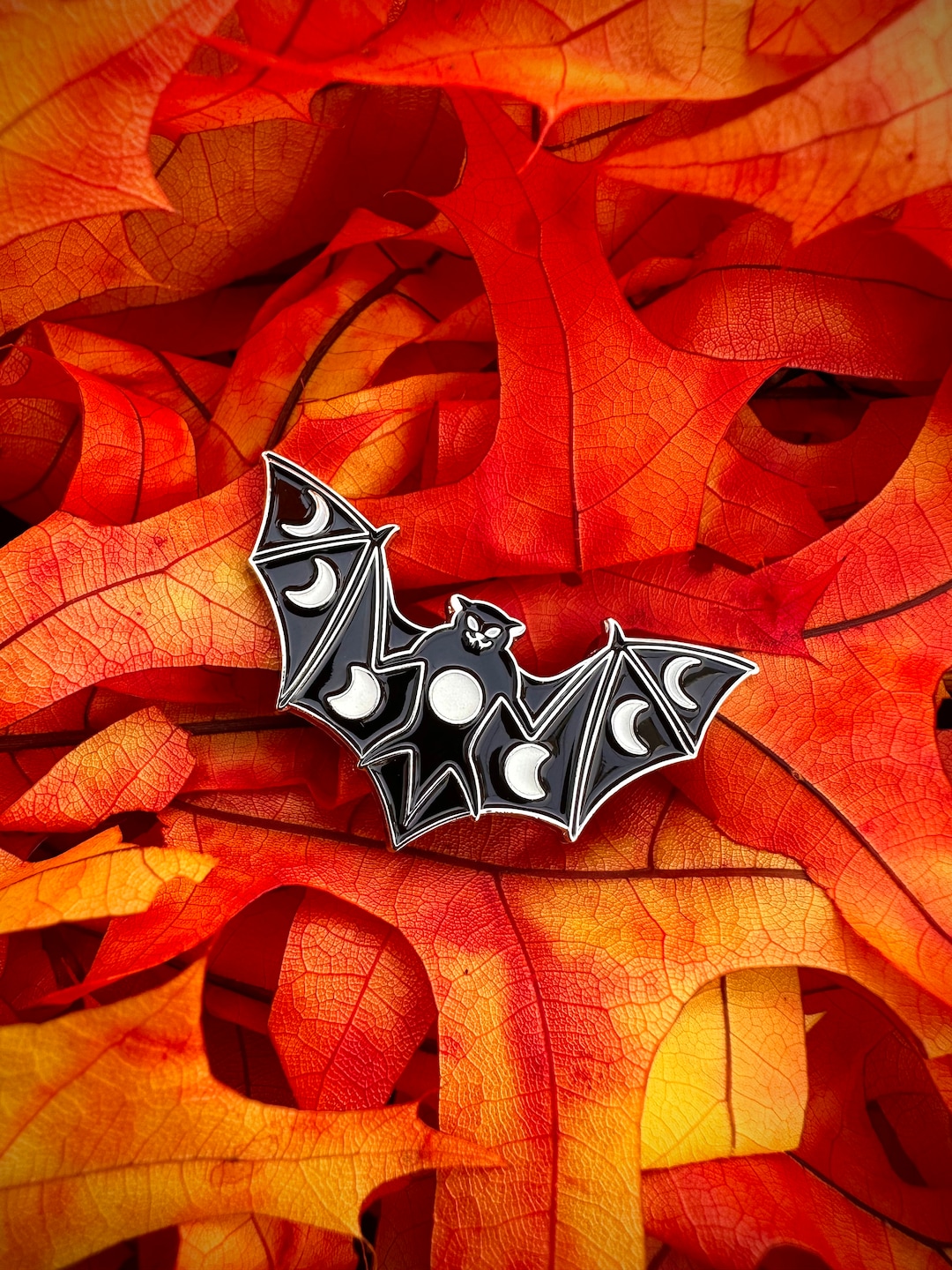 Enamel Moon Phase Bat Pin, Bat Pin, Moon Phase Pin, Glow in the Dark - Etsy